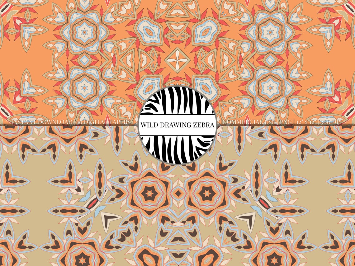 Modern Ethnic Printable Digital Paper Pack - With Abstract Floral ...