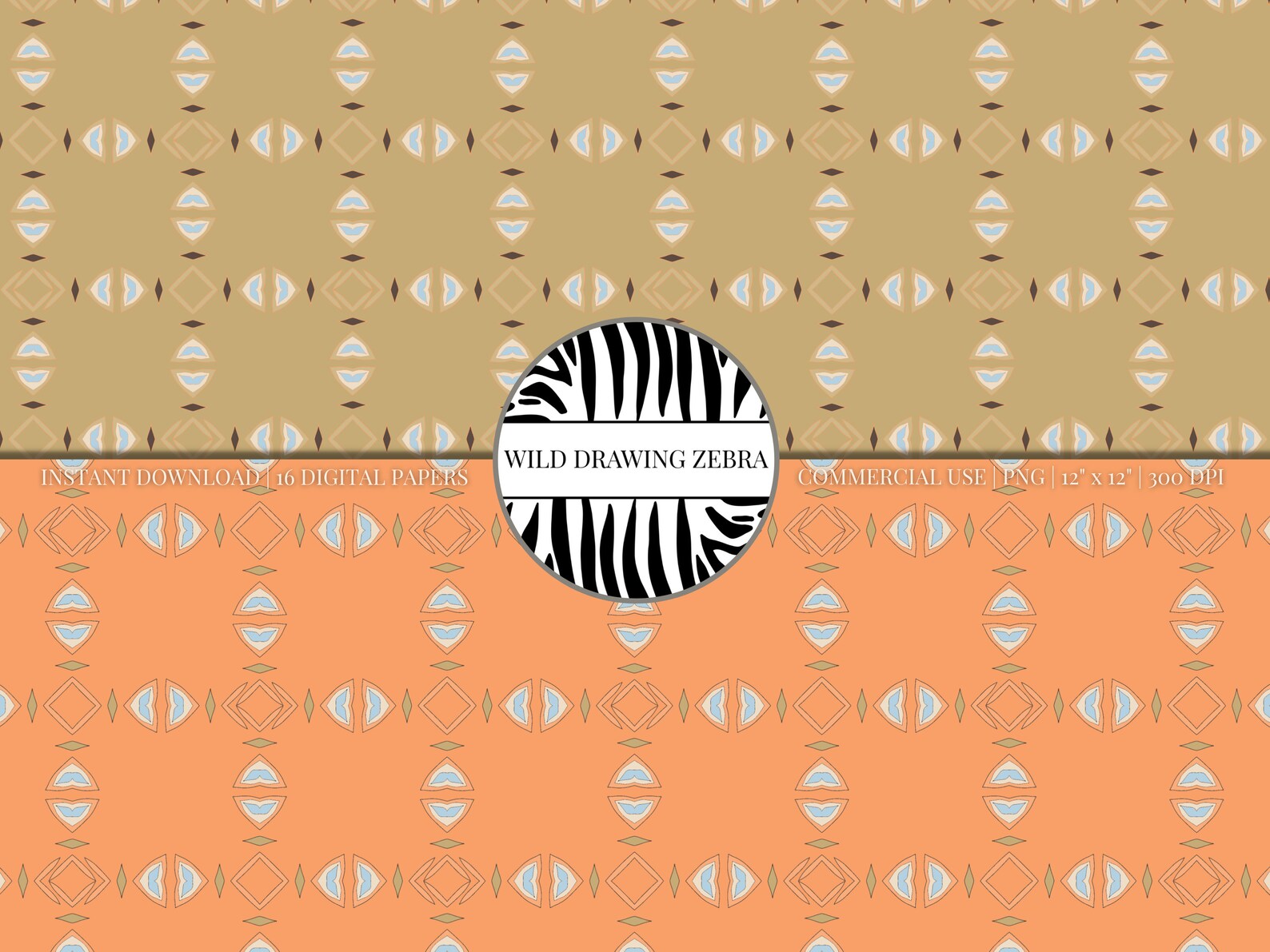 Modern Ethnic Printable Digital Paper Pack - With Abstract Floral ...
