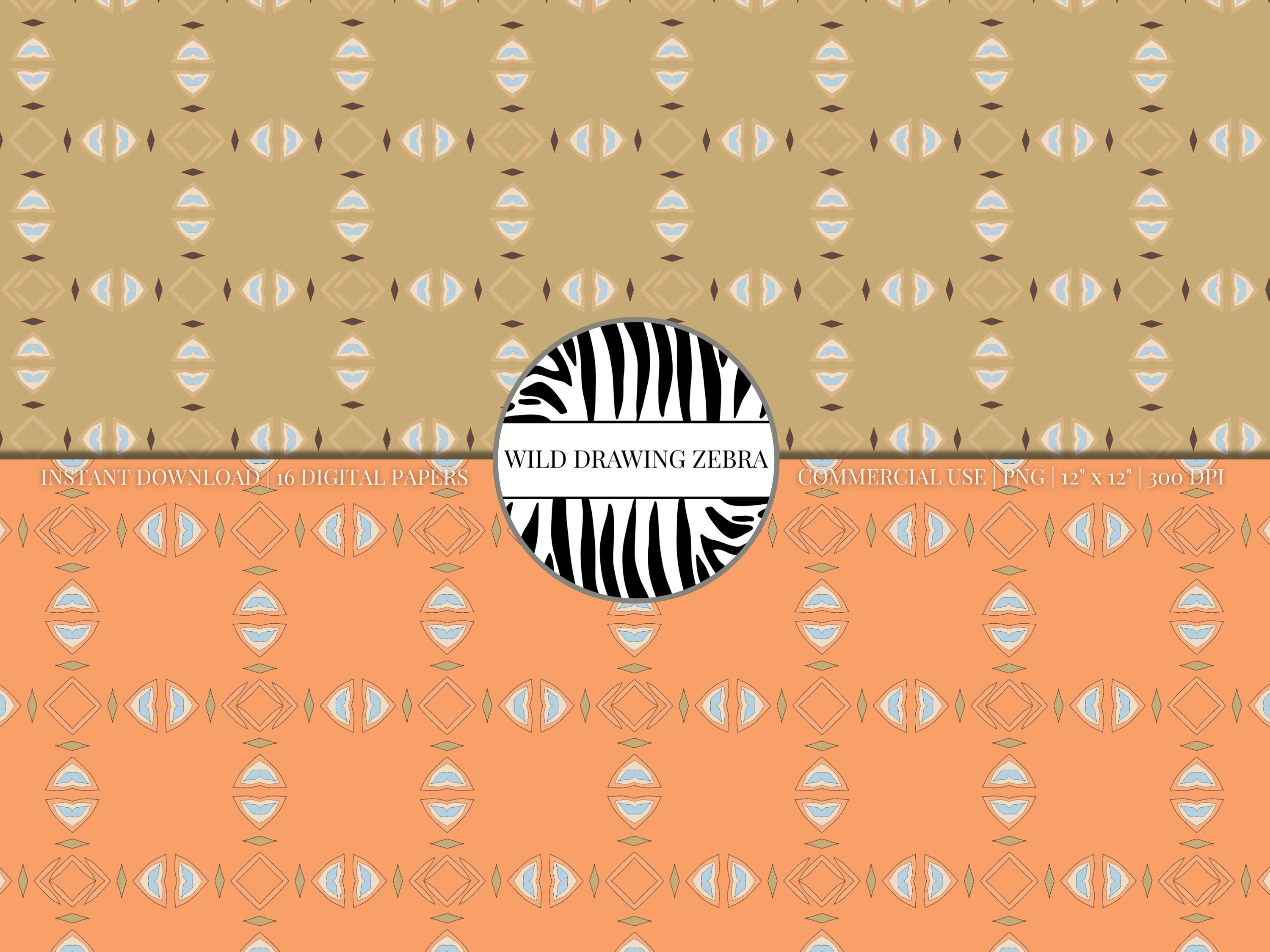 Modern Ethnic Printable Digital Paper Pack - With Abstract Floral ...