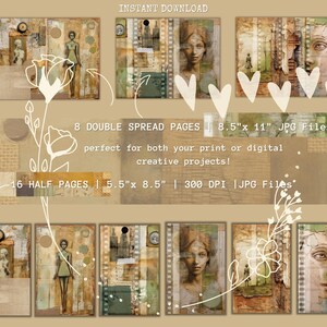 Printable Half Papers for Junk Journals, Vintage-inspired Collage ...