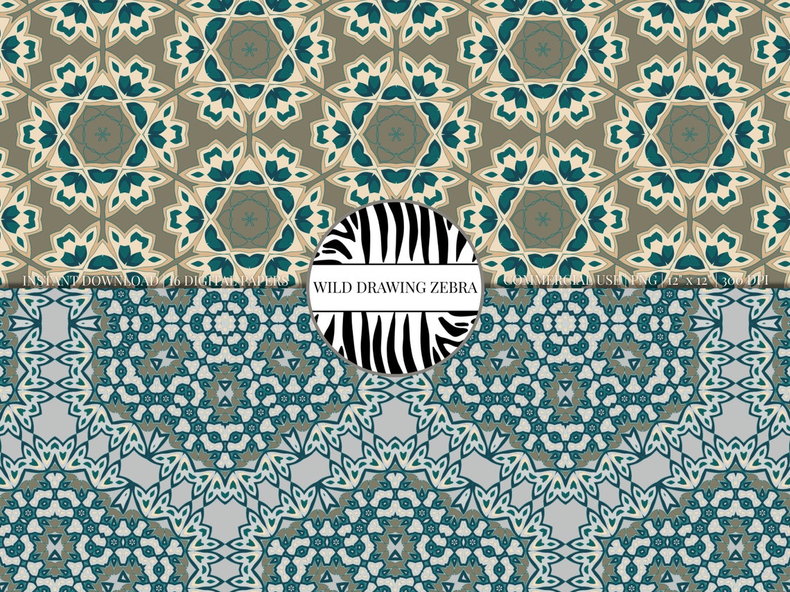 Geometric Arabesque Printable Paper Pack - With Ornamental ...