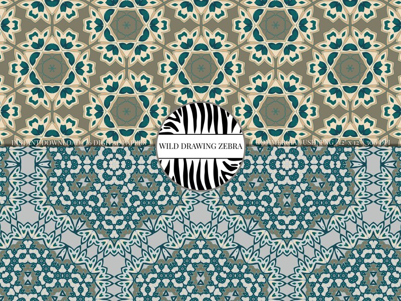 Geometric Arabesque Printable Paper Pack - With Ornamental ...
