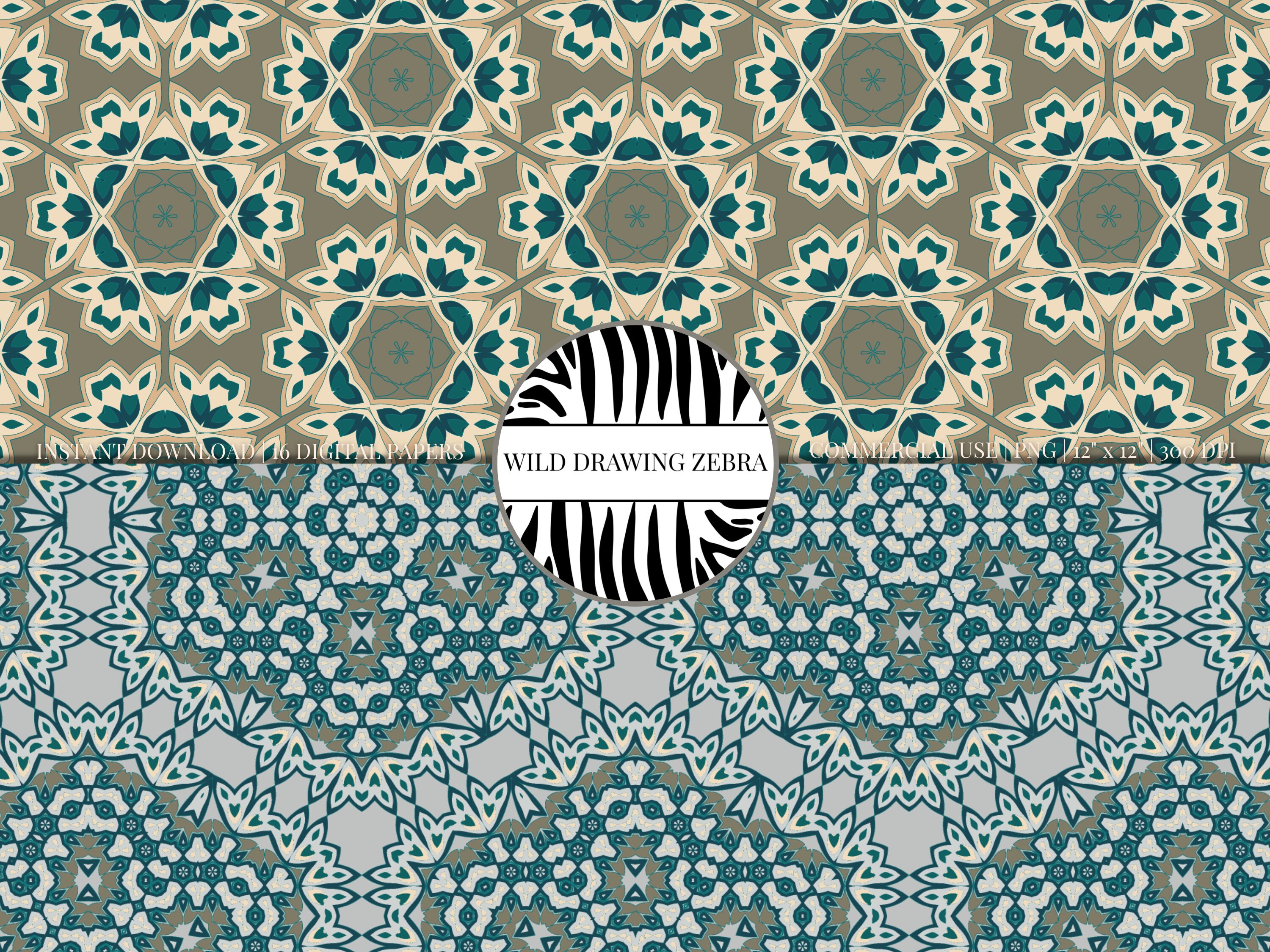 Geometric Arabesque Printable Paper Pack - With Ornamental ...