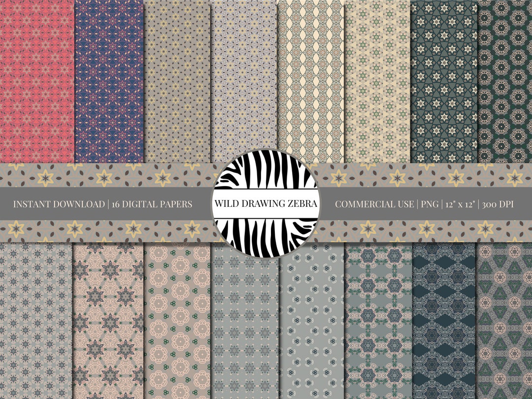 Geometric Floral Digital Papers Pack - With Decorative Abstract ...