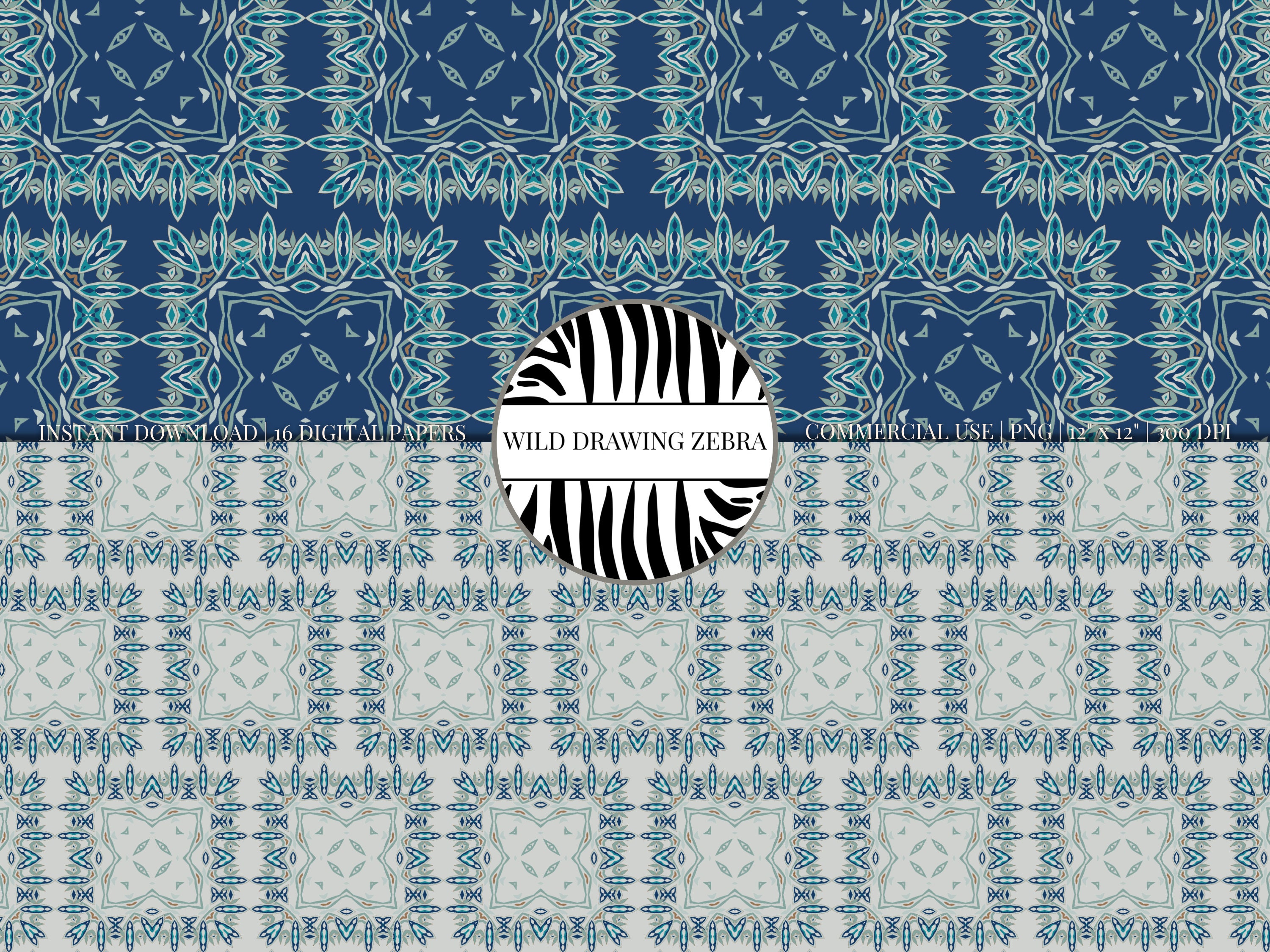 Decorative Boho Digital Paper Pack - With Modern Retro Scrapbook Papers ...