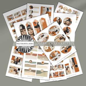 Modern Vintage Orange Aesthetic Digital Scrapbook Papers - Junk Journal ...