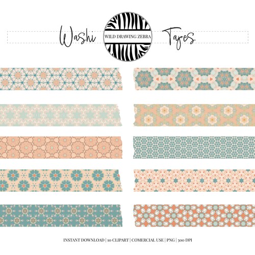 Digital Washi Tape Stickers Printable Washi Strips Goodnotes - Etsy