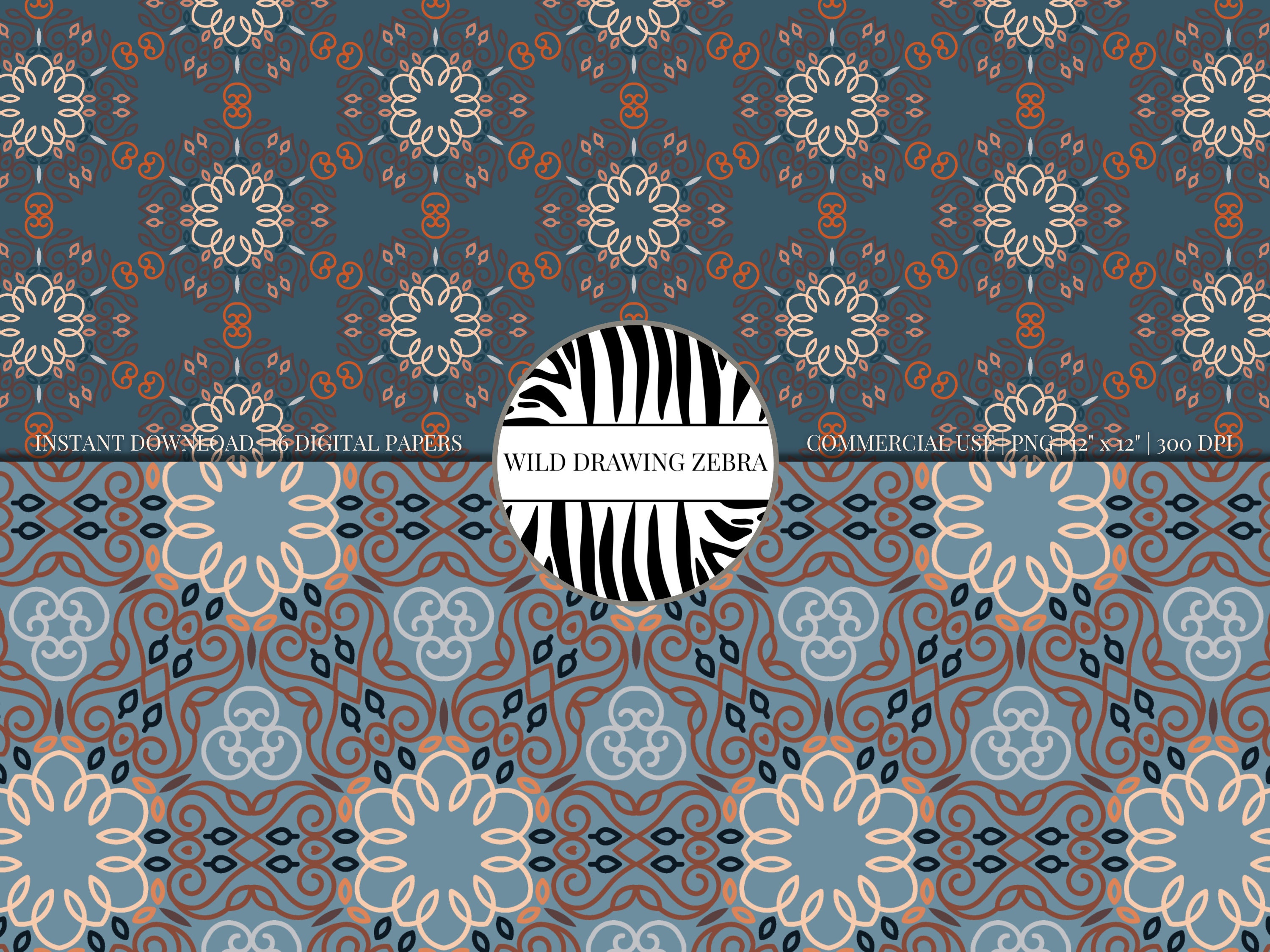 Oriental Digital Paper Pack - With Modern Vintage Scrapbook Paper ...