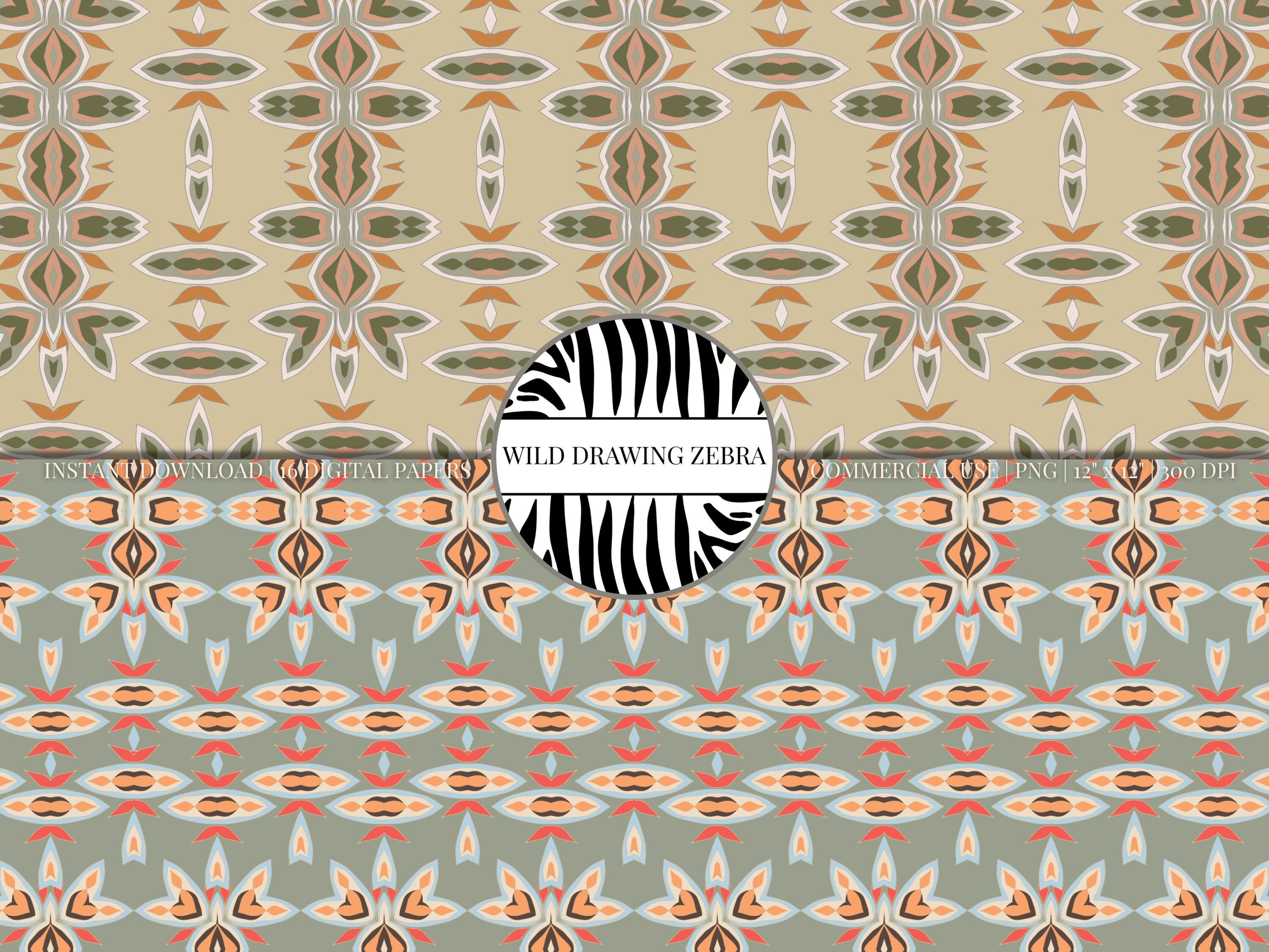 Decorative Printable Digital Paper Pack With Abstract Floral Scrapbook ...