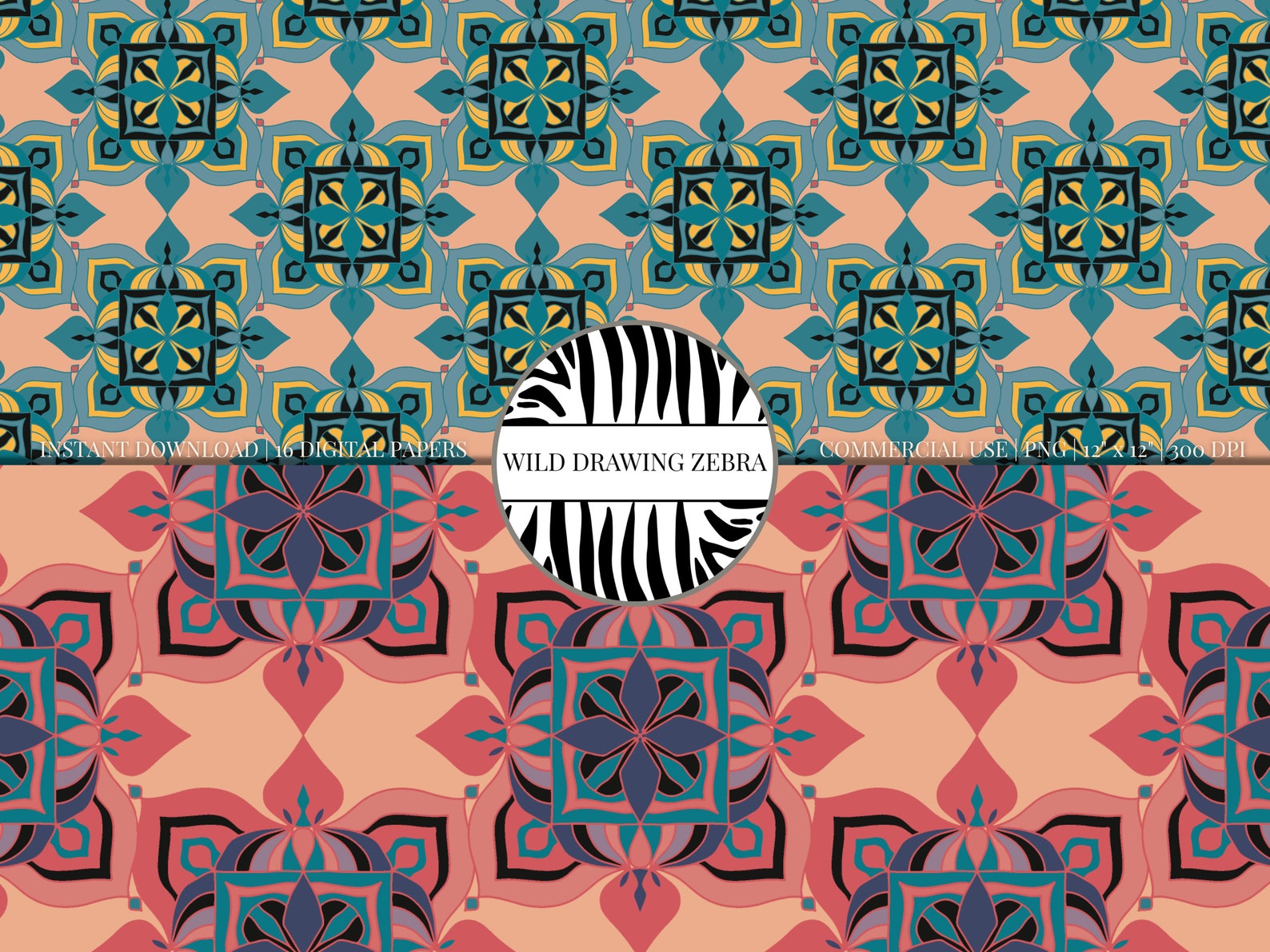 Colorful Mediterranean Printable Paper Pack - With Decorative Vintage ...
