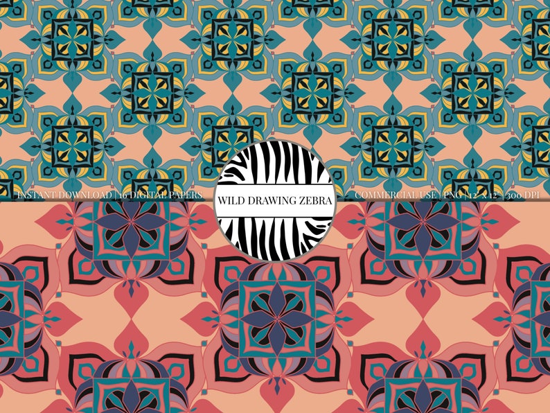 Colorful Mediterranean Printable Paper Pack - With Decorative Vintage ...