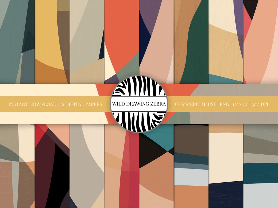 Modern Lightly Textured Scrapbook Paper, Printable Bauhaus Retro ...