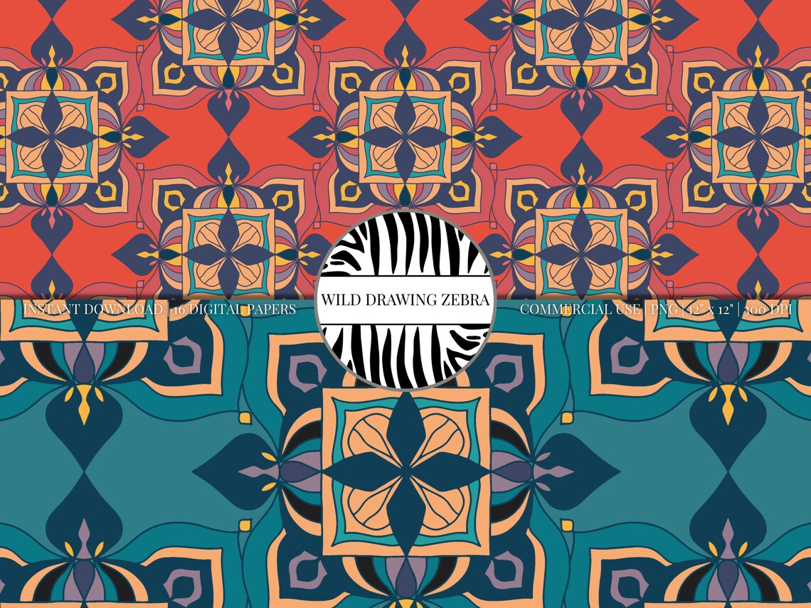 Colorful Mediterranean Printable Paper Pack - With Decorative Vintage ...