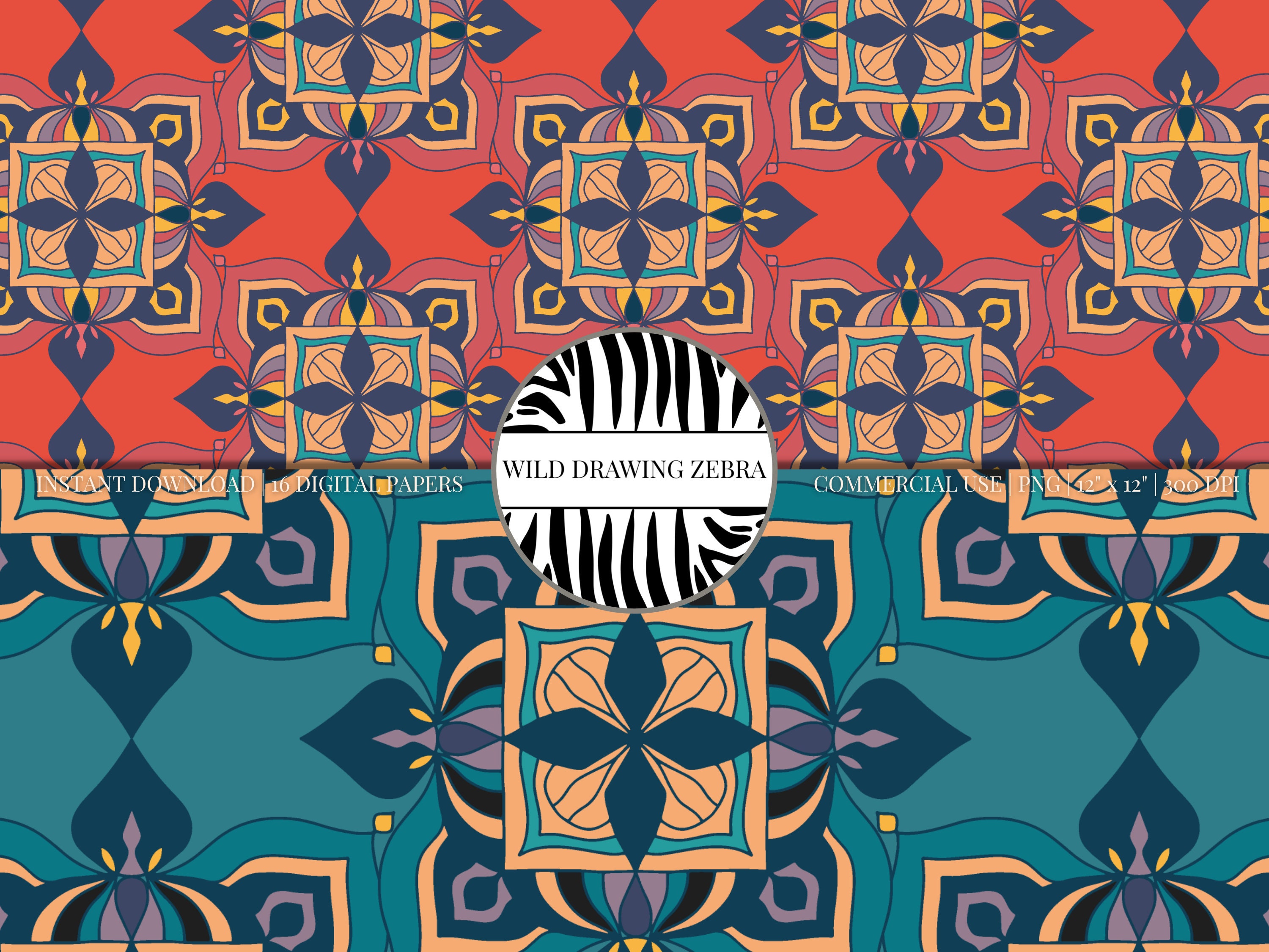 Colorful Mediterranean Printable Paper Pack - With Decorative Vintage ...