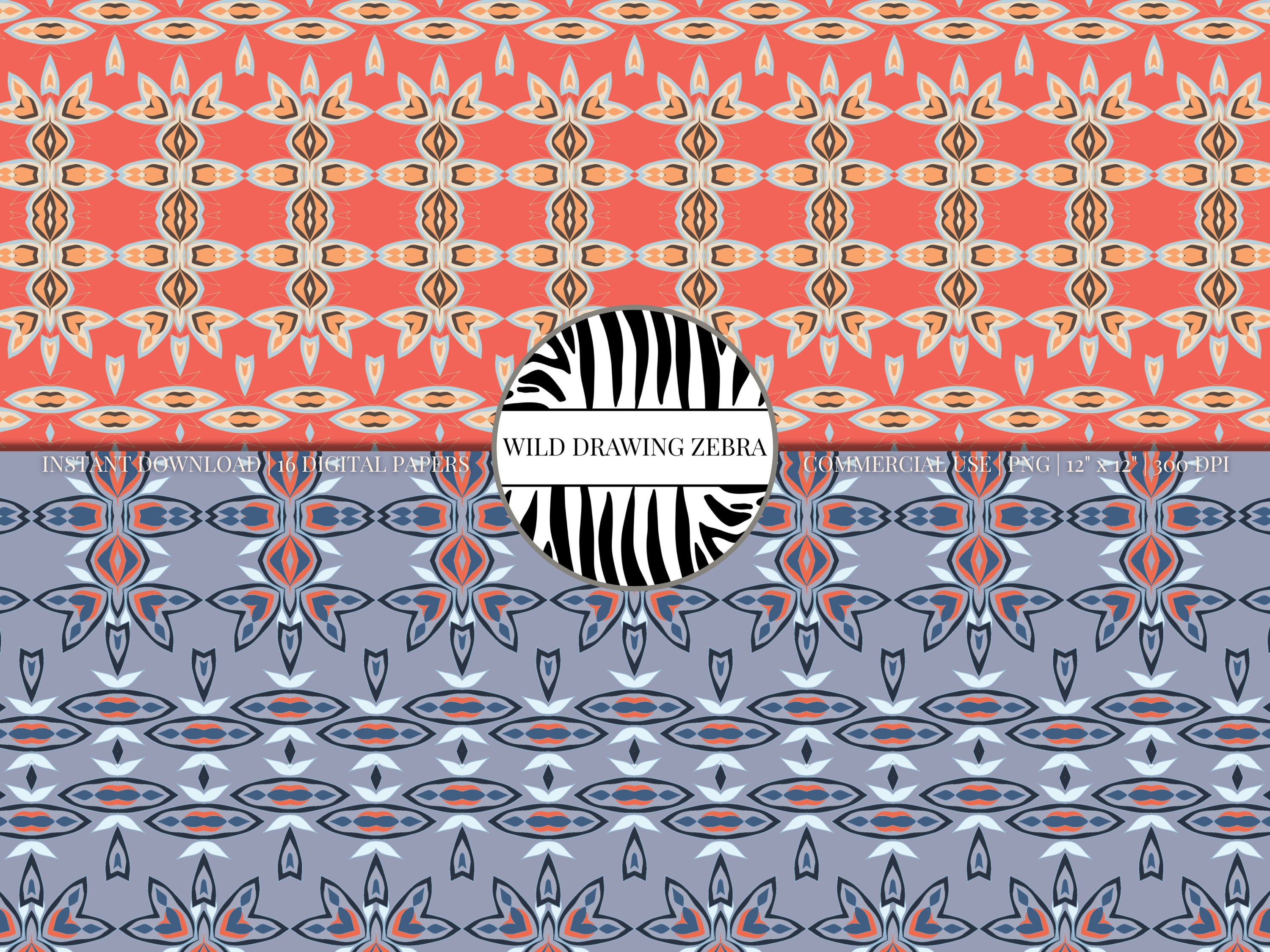 Decorative Printable Digital Paper Pack With Abstract Floral Scrapbook ...