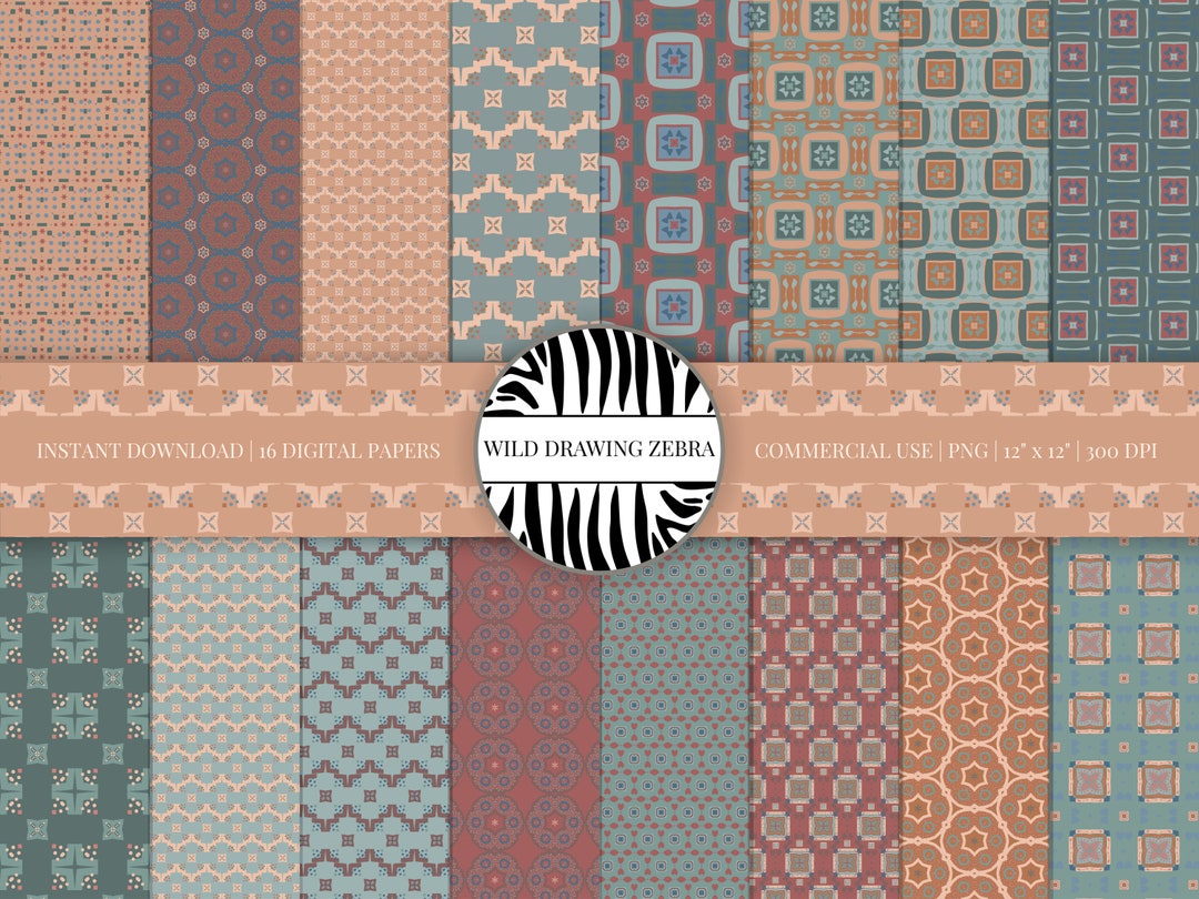 Earth Tones Boho Scrapbook Digital Paper, Junk Journal Decorative ...