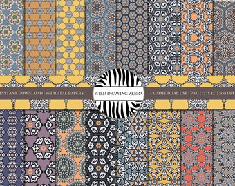 Geometric Arabesque Printable Paper Pack With Ornamental Mediterranean ...