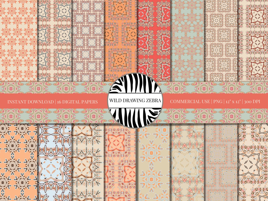 Modern Boho Digital Paper Pack - With Decorative Ethnic Patterns ...