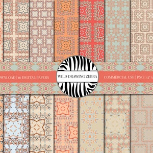 Modern Boho Digital Paper Pack - With Decorative Ethnic Patterns ...
