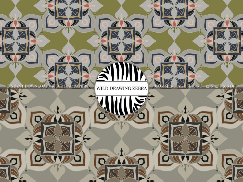 Geometric Mediterranean Printable Paper Pack - With Decorative Vintage ...