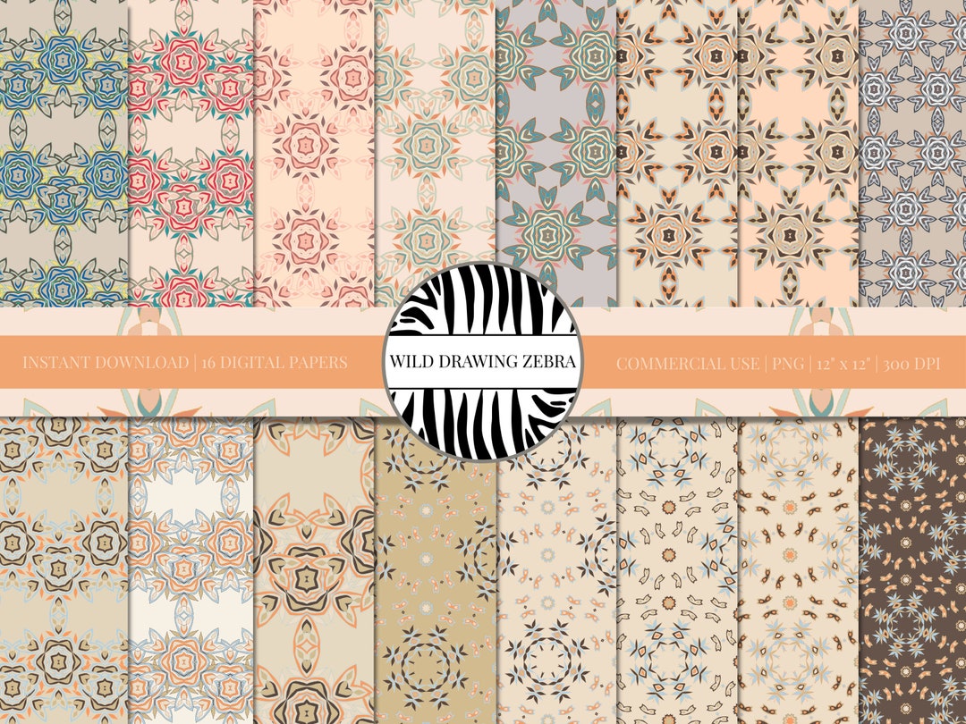 Boho Chic Digital Paper Pack - Moroccan Patterns, Floral Bohemian ...