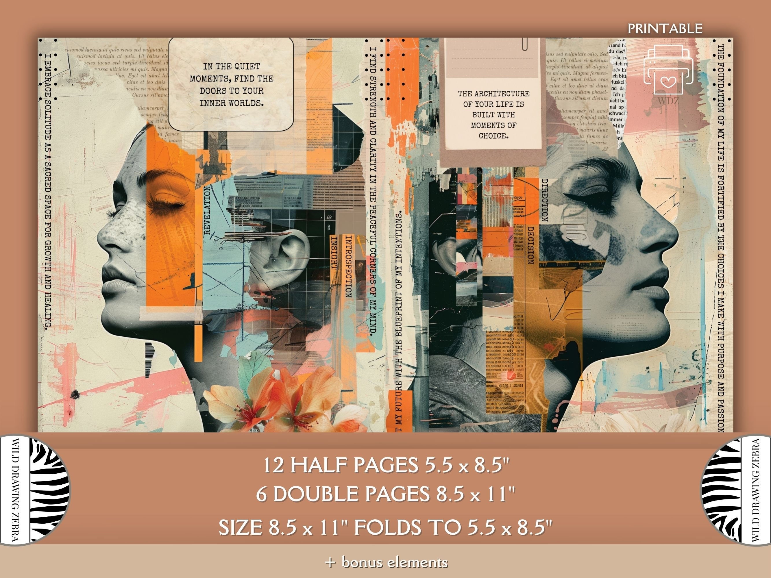 Mindful Journaling & Scrapbooking Digital Kit: Self-discovery Collage ...