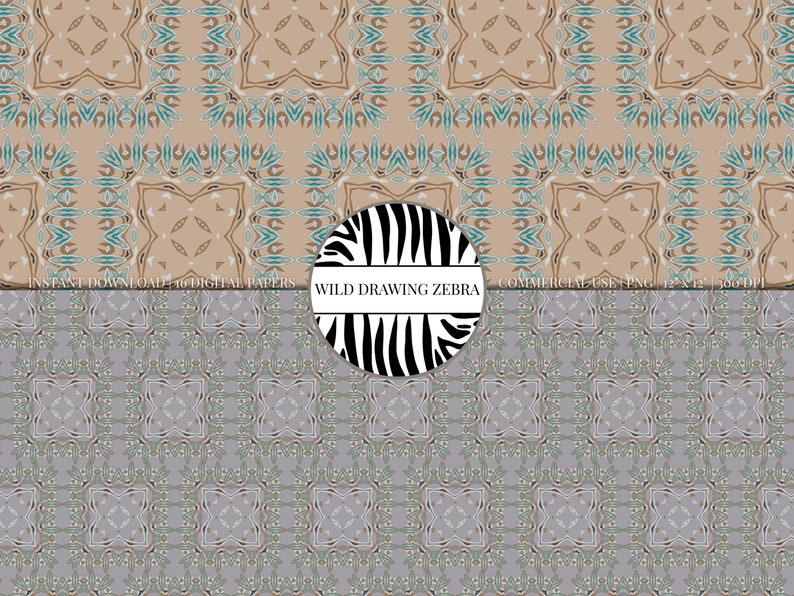 Decorative Boho Digital Paper Pack - With Modern Retro Scrapbook Papers ...