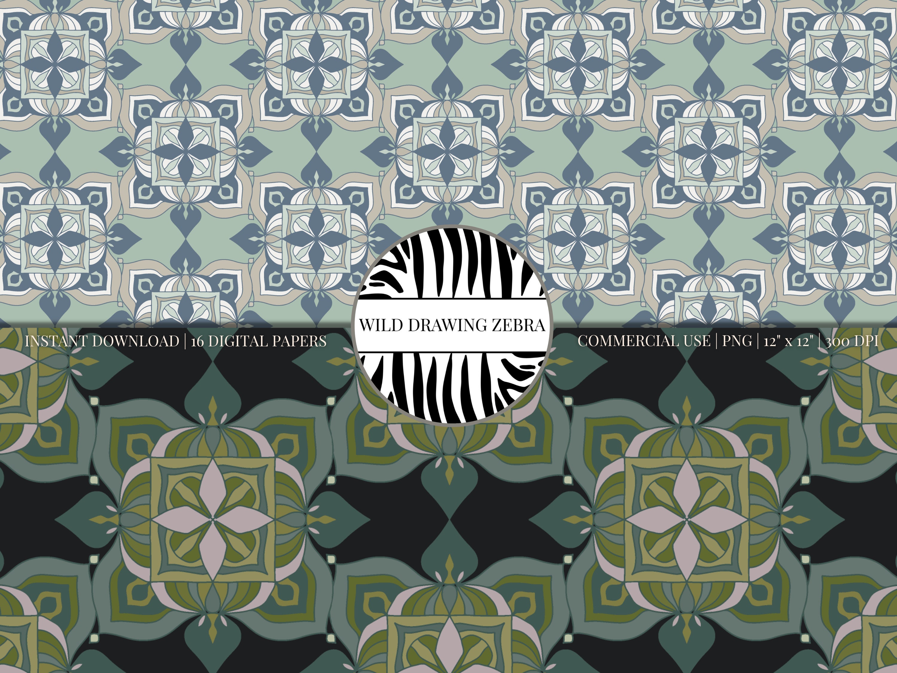 Geometric Mediterranean Printable Paper Pack - With Decorative Vintage ...