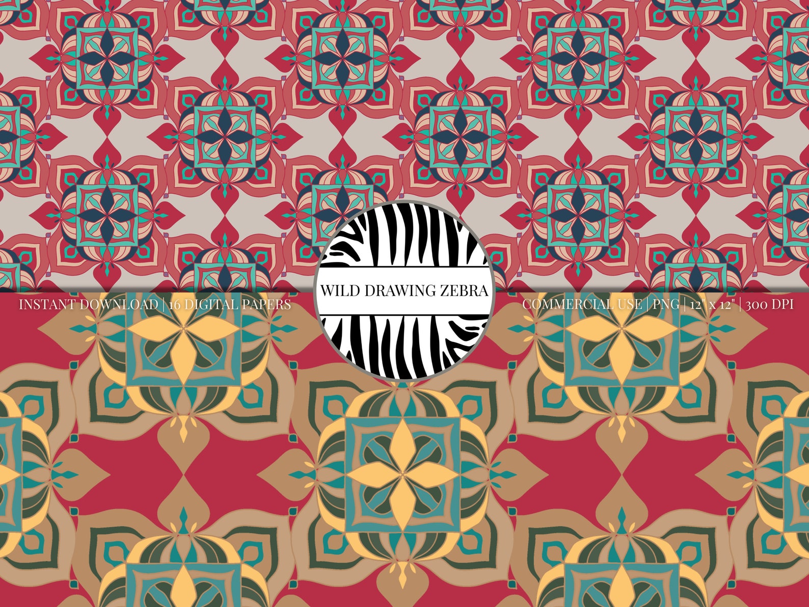 Colorful Mediterranean Printable Paper Pack - With Decorative Vintage ...