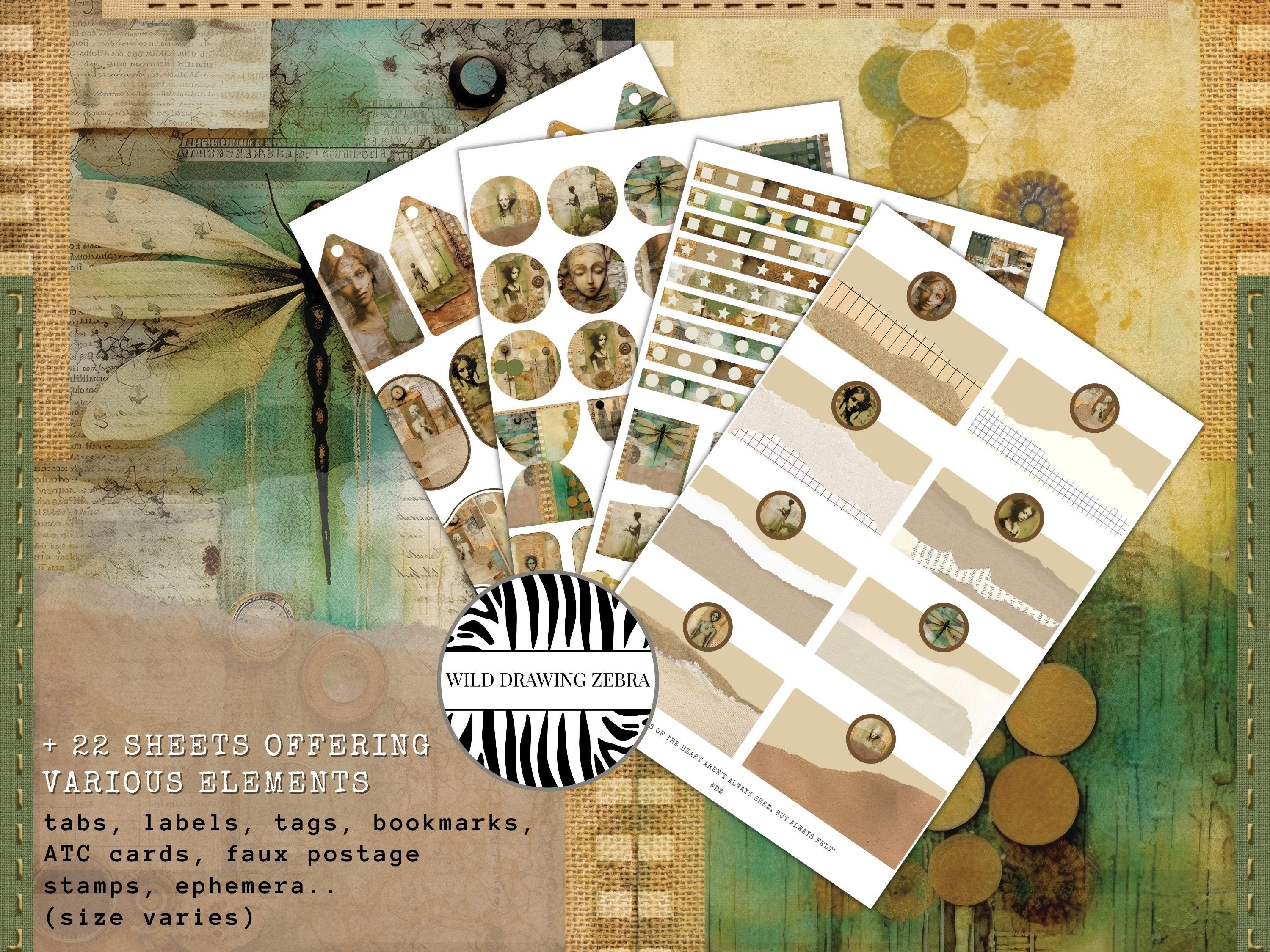 Printable Half Papers for Junk Journals, Vintage-inspired Collage ...