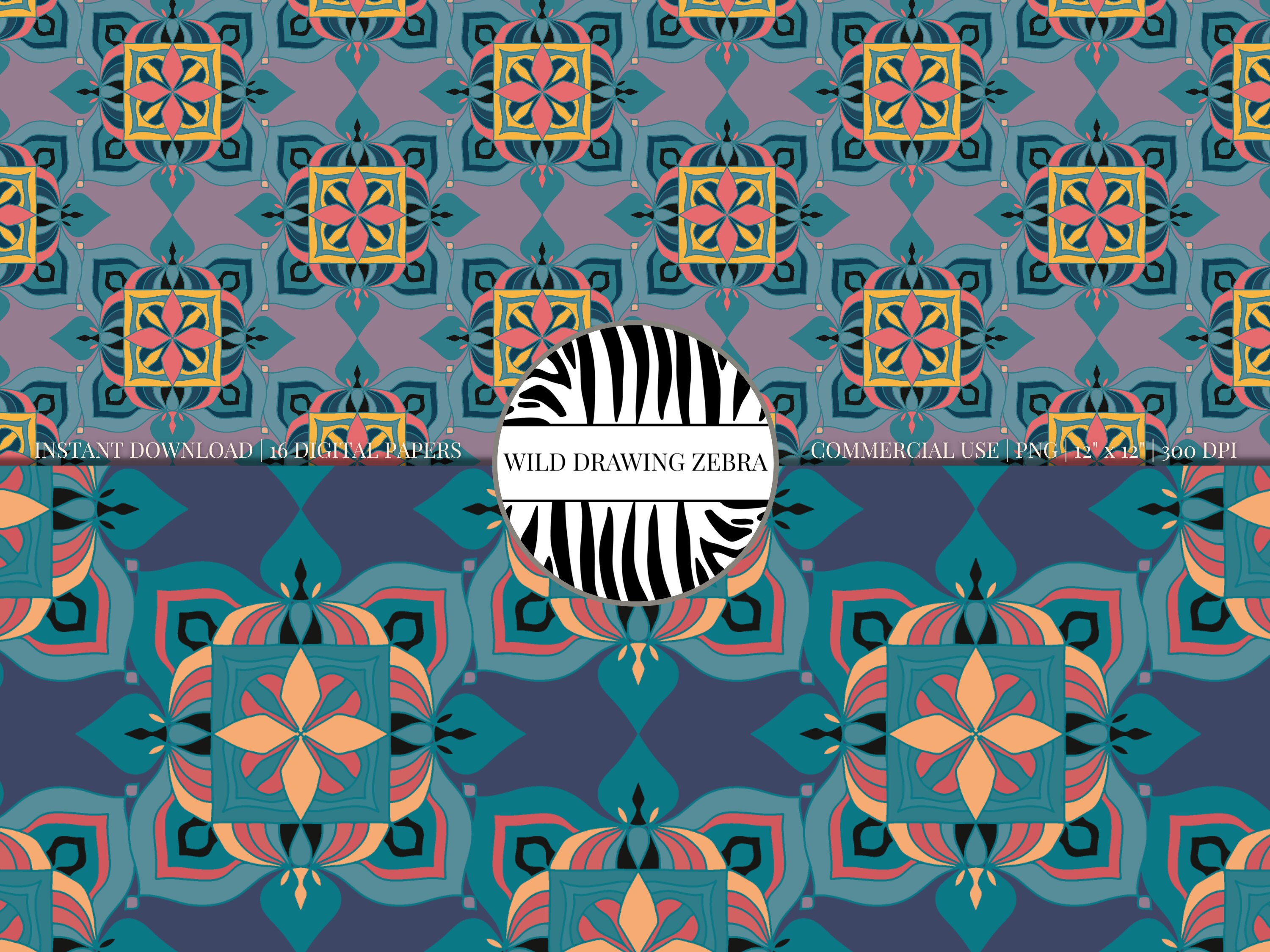 Colorful Mediterranean Printable Paper Pack - With Decorative Vintage ...