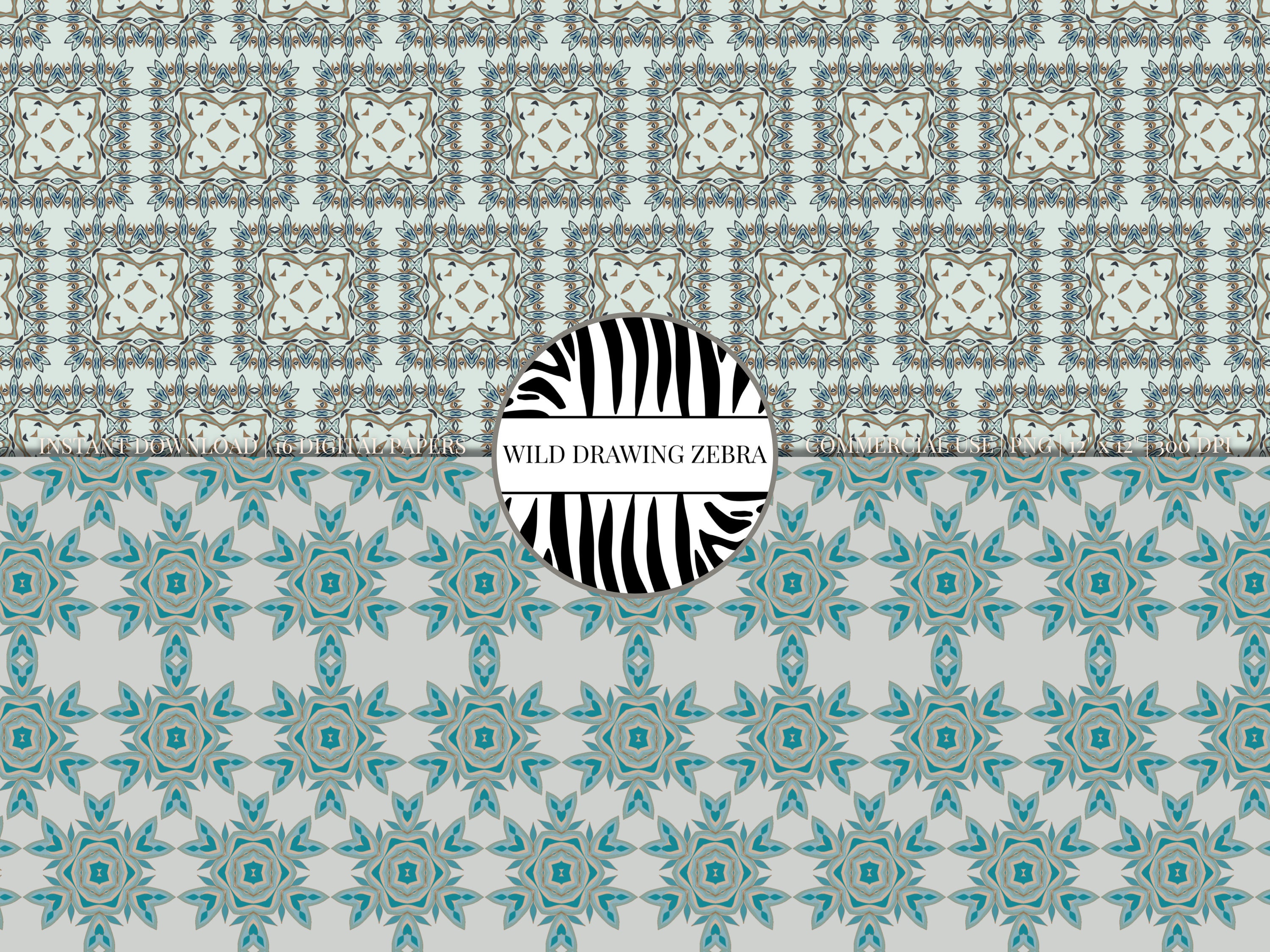 Decorative Boho Digital Paper Pack - With Modern Retro Scrapbook Papers ...