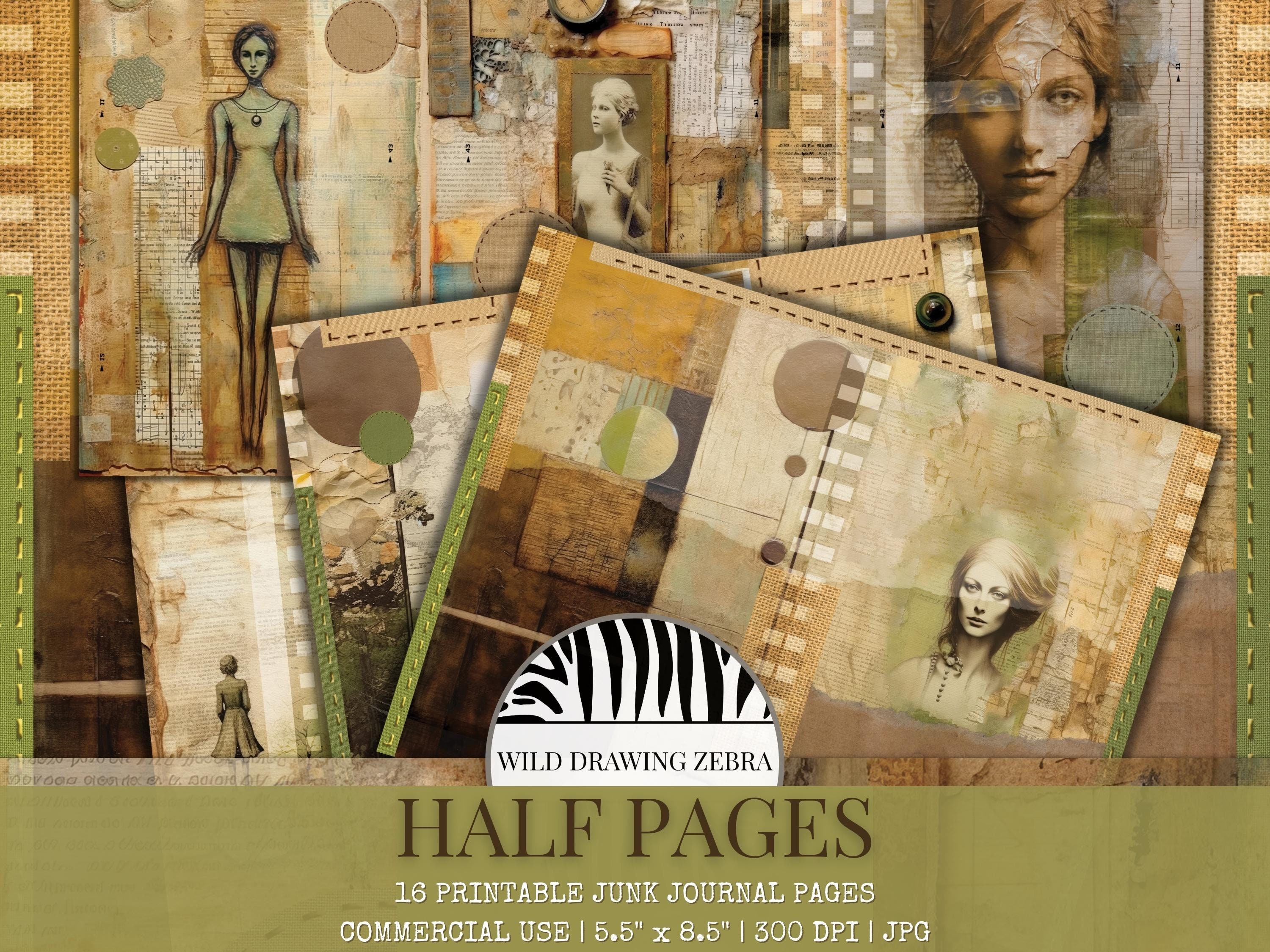 Printable Half Papers for Junk Journals, Vintage-inspired Collage ...