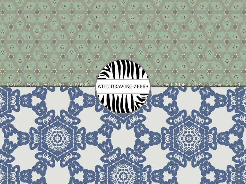 Abstract Batik Printable Digital Papers - With Baroque Damask Scrapbook ...