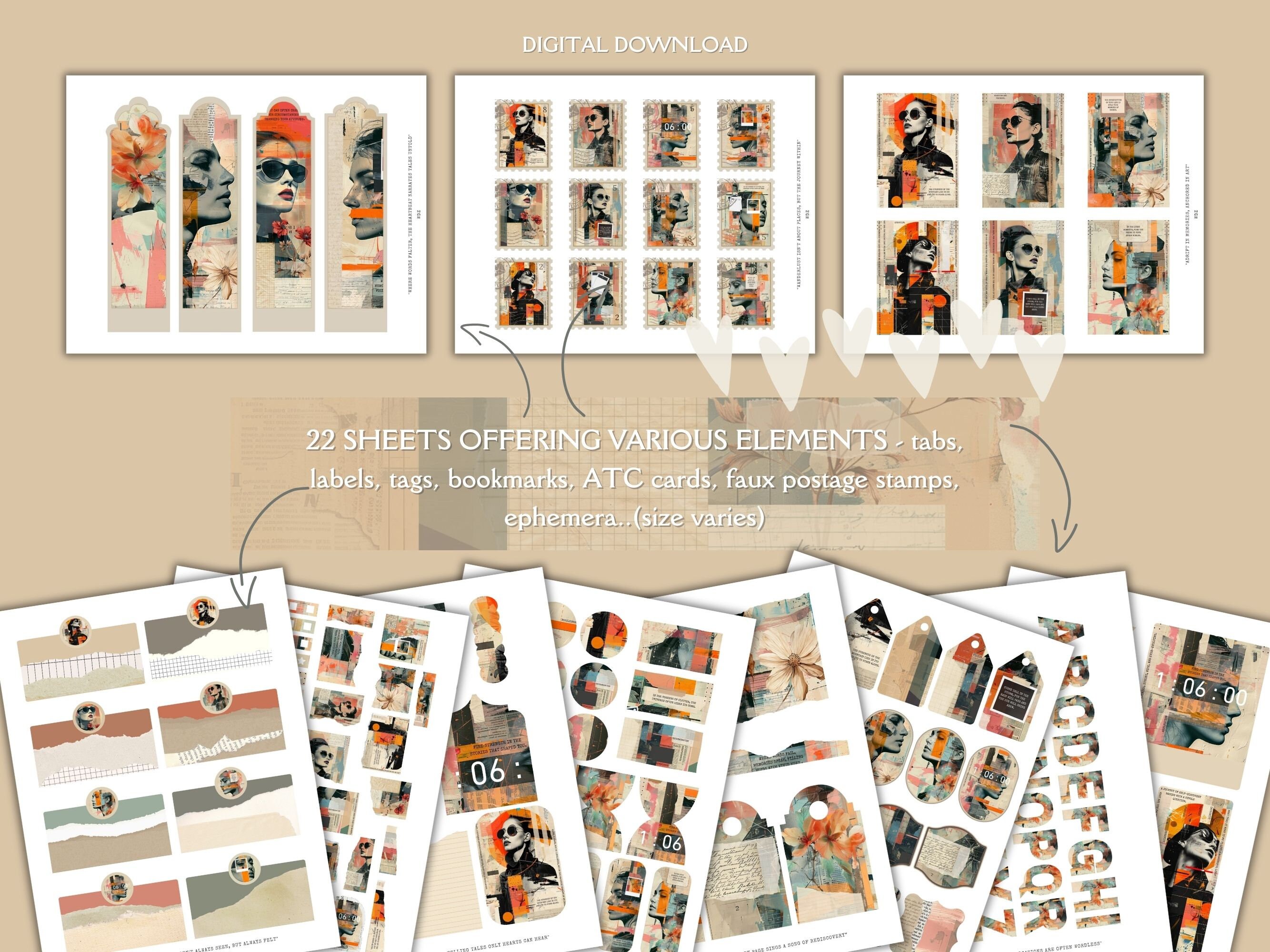 Mindful Journaling & Scrapbooking Digital Kit: Self-discovery Collage ...