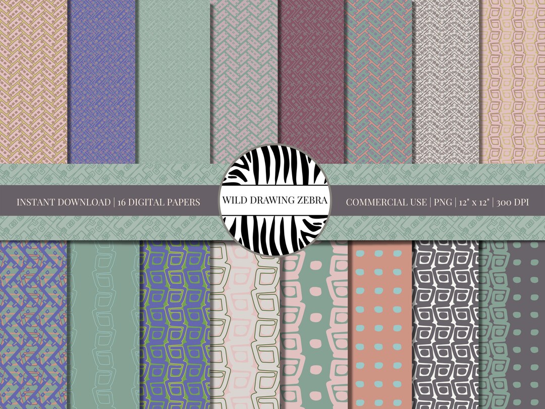 Abstract Modern Digital Paper Pack - With Fine Line Patterns ...