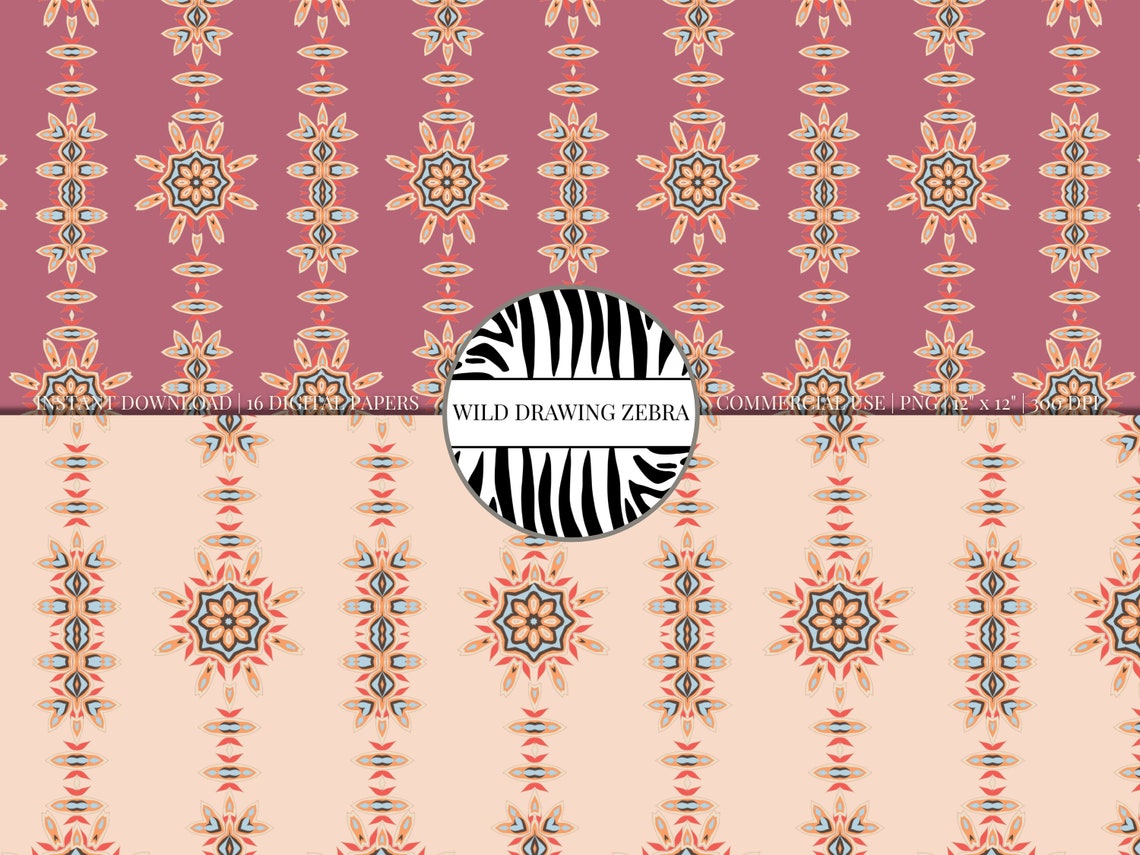 Decorative Printable Digital Paper Pack With Abstract Floral Scrapbook ...