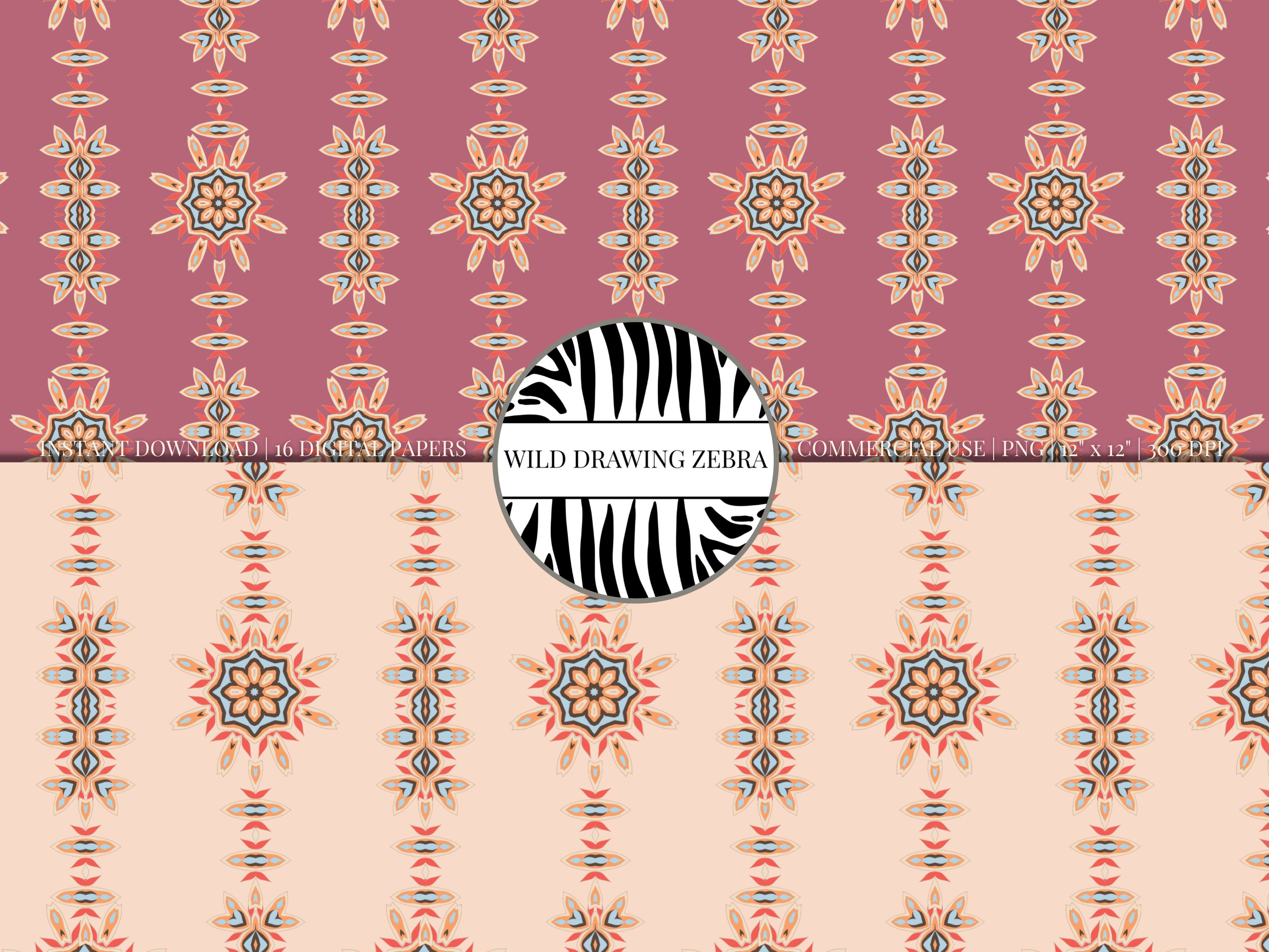 Decorative Printable Digital Paper Pack With Abstract Floral Scrapbook ...