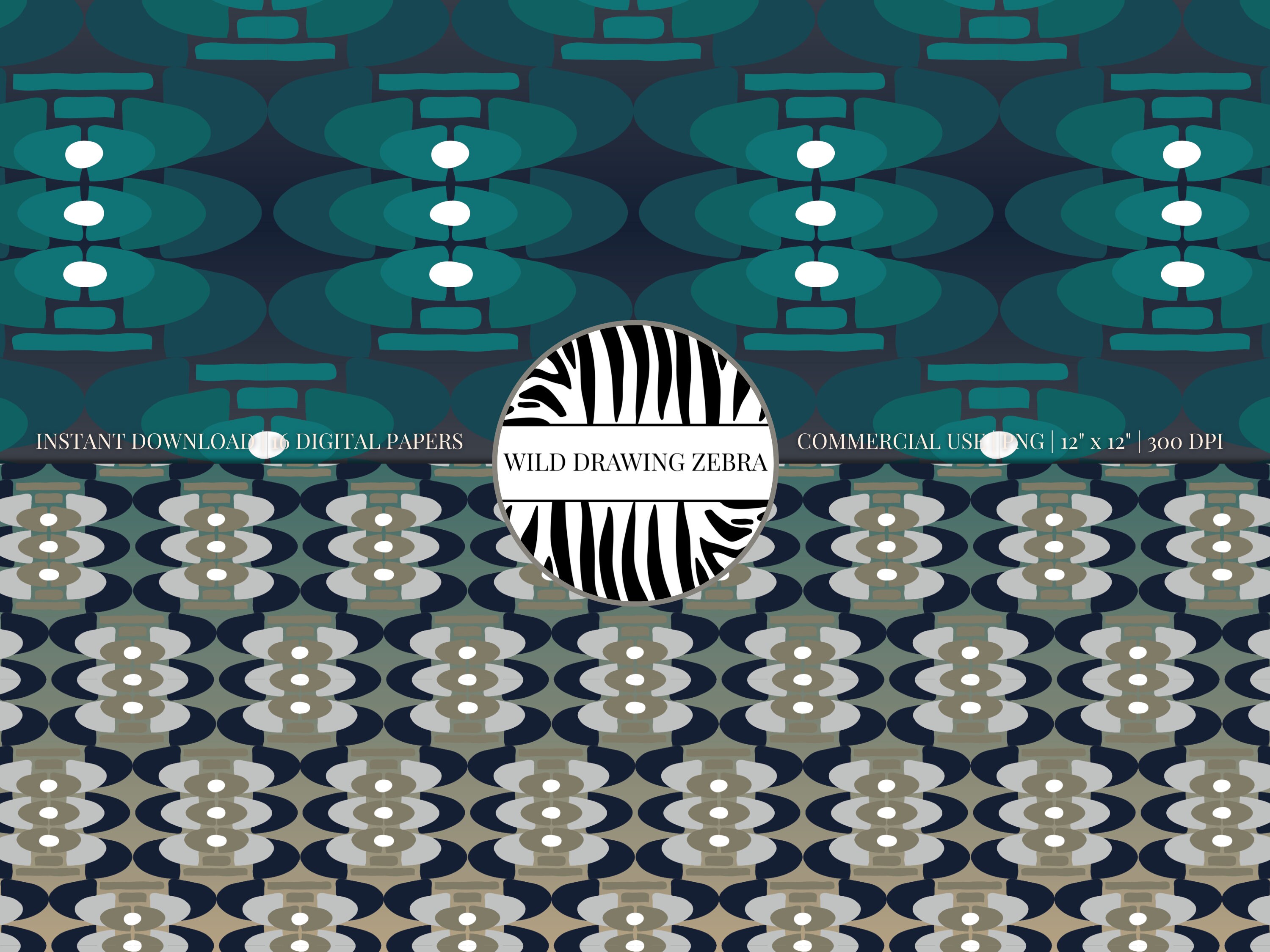 Art Deco Patterns & Abstract Ethnic Scrapbook Papers, Emerald Green ...