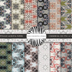 Geometric Mediterranean Printable Paper Pack - With Decorative Vintage ...