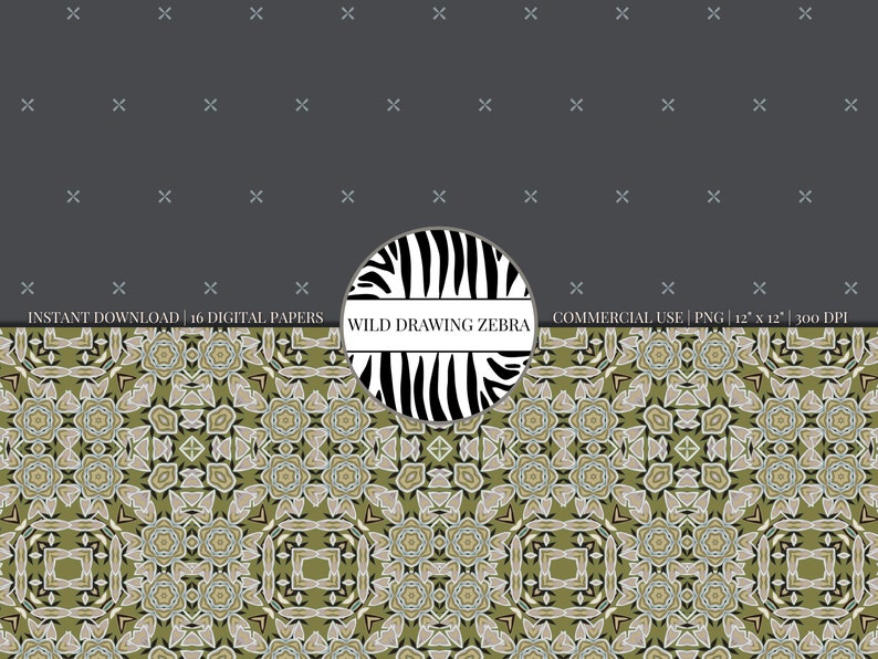 Modern Ethnic Printable Digital Paper Pack - With Abstract Floral ...