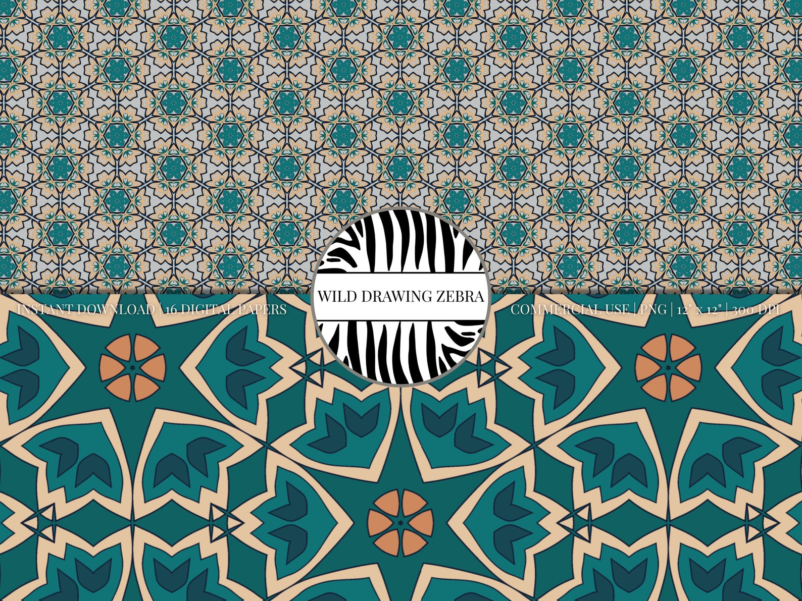 Geometric Arabesque Printable Paper Pack - With Ornamental ...