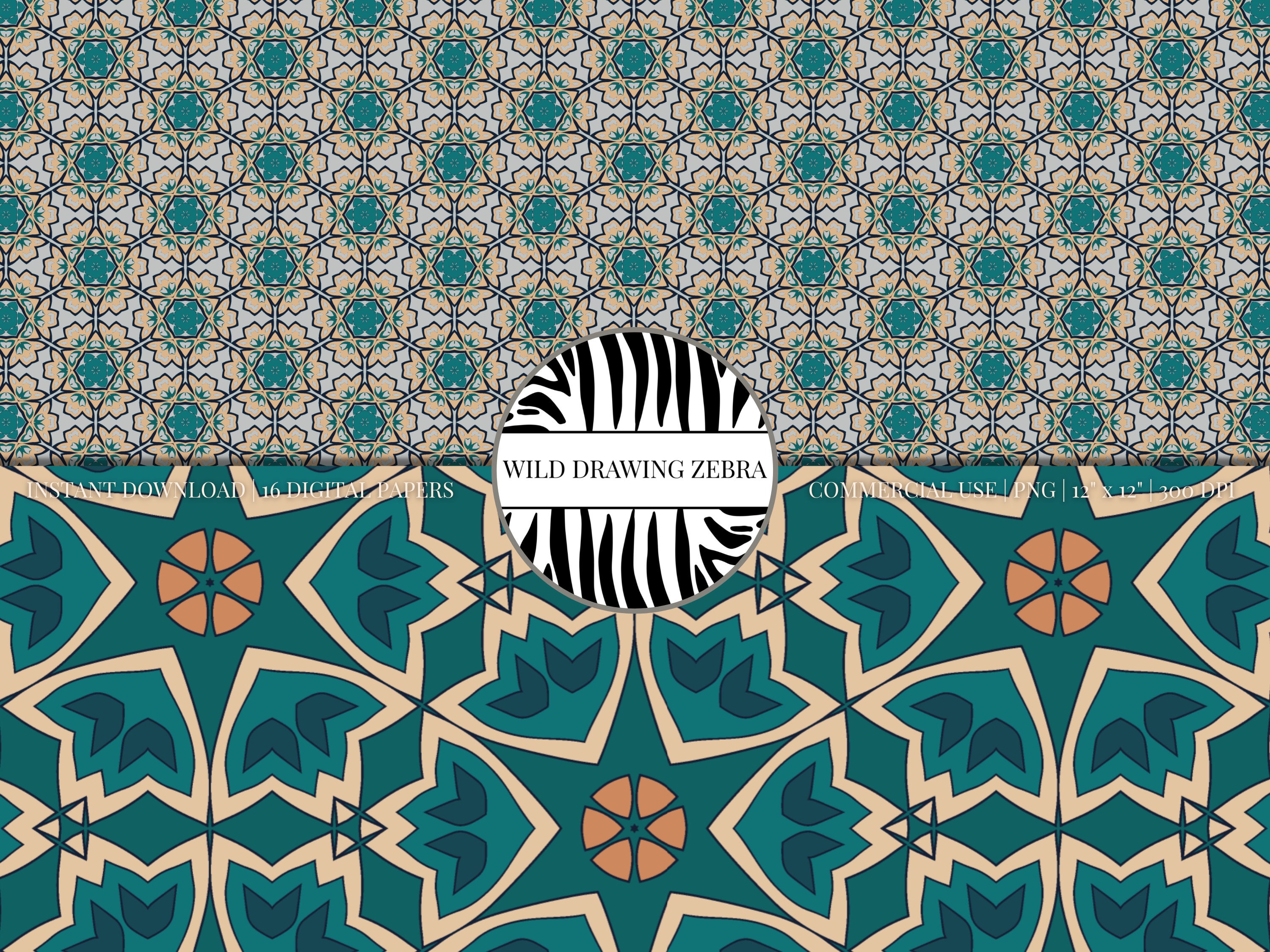 Geometric Arabesque Printable Paper Pack - With Ornamental ...