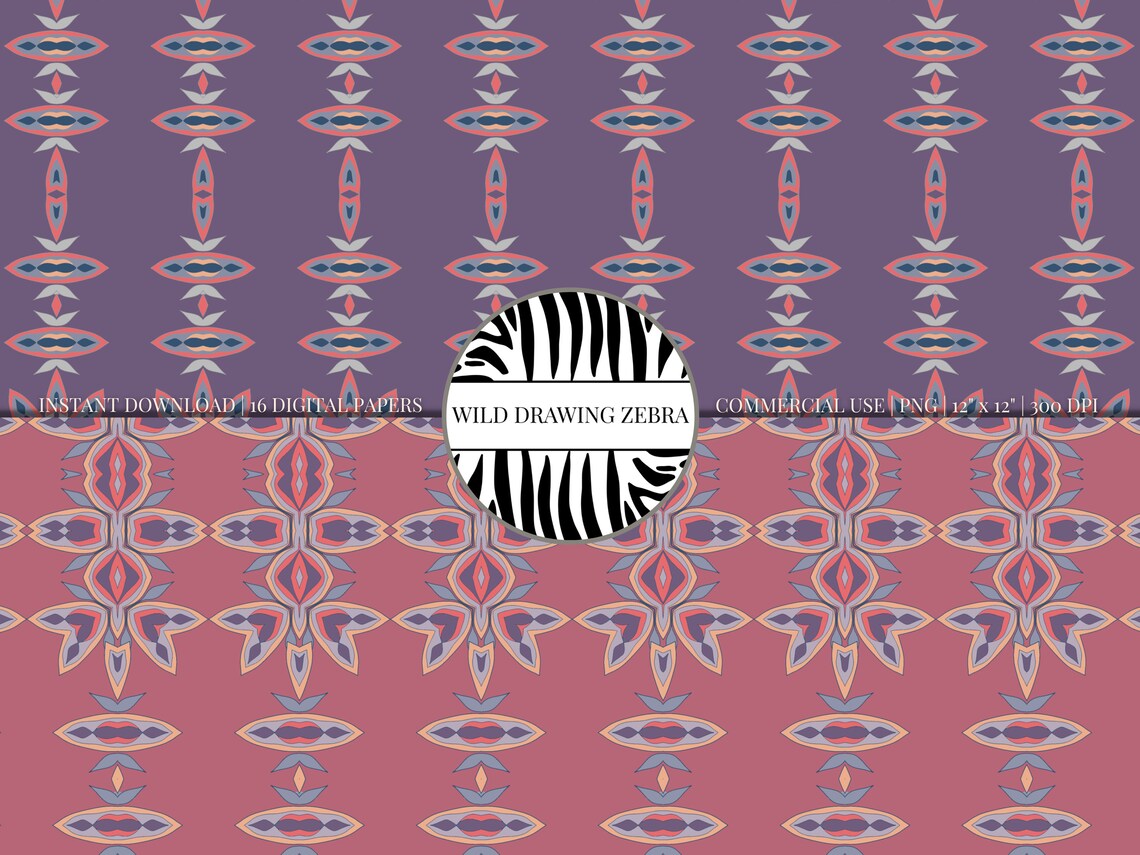 Decorative Printable Digital Paper Pack With Abstract Floral Scrapbook ...