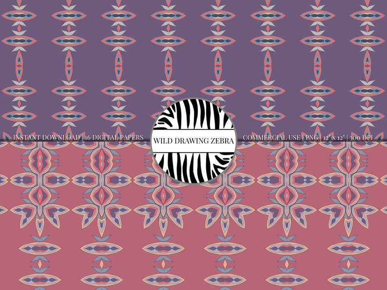 Decorative Printable Digital Paper Pack - With Abstract Floral ...