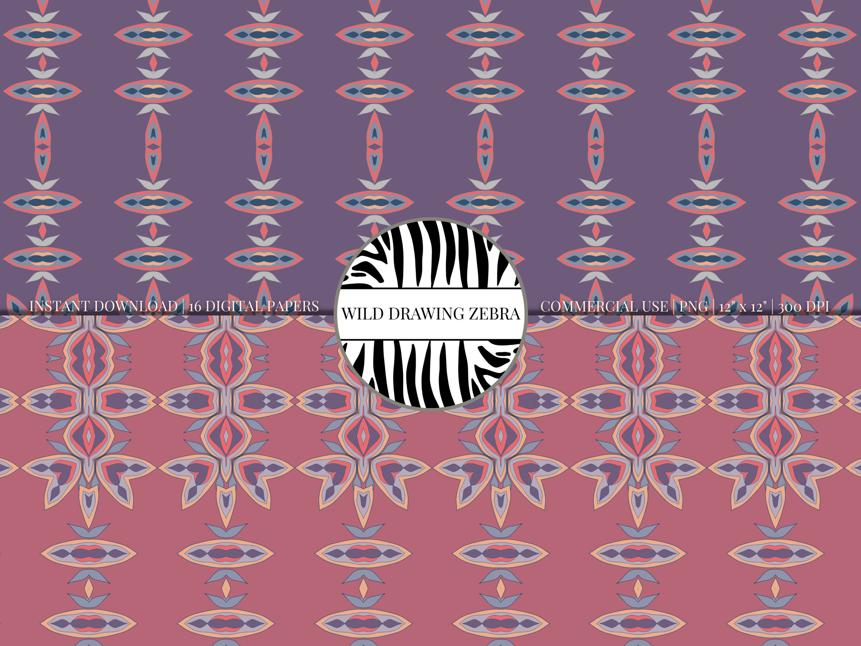 Decorative Printable Digital Paper Pack - With Abstract Floral ...