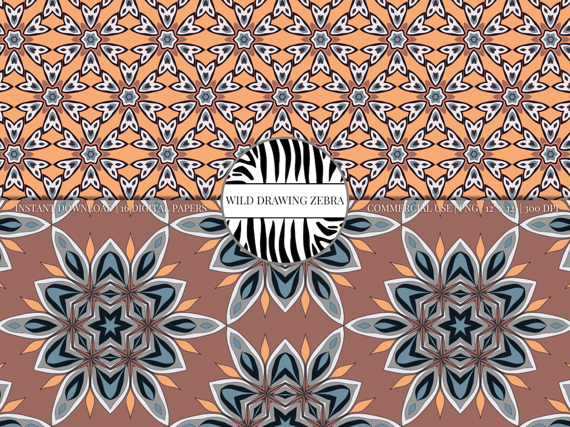 Geometric Arabesque Printable Paper Pack - With Ornamental ...