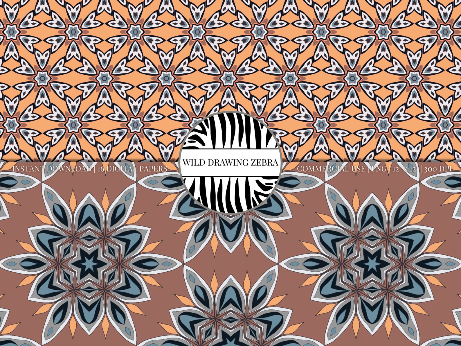 Geometric Arabesque Printable Paper Pack - With Ornamental ...