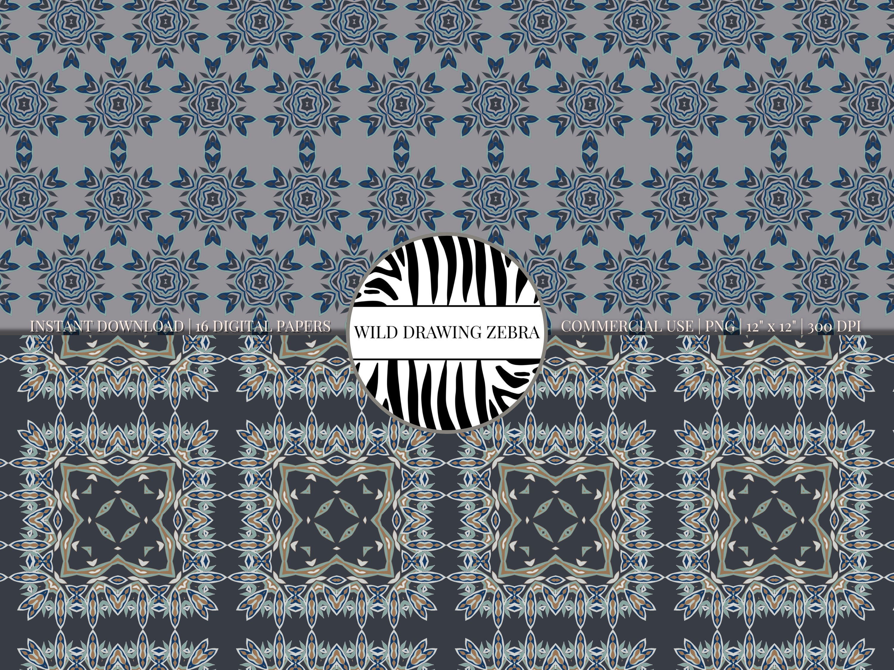 Decorative Boho Digital Paper Pack With Modern Retro Scrapbook Papers ...