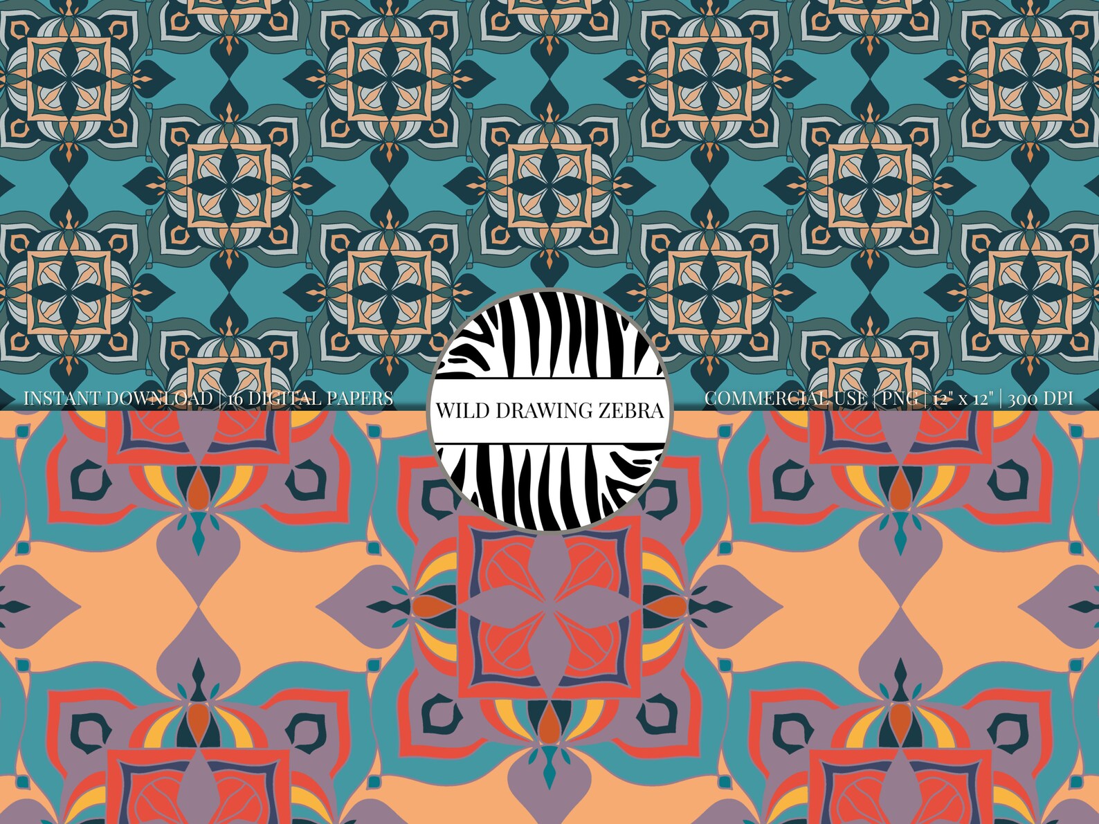 Colorful Mediterranean Printable Paper Pack - With Decorative Vintage ...